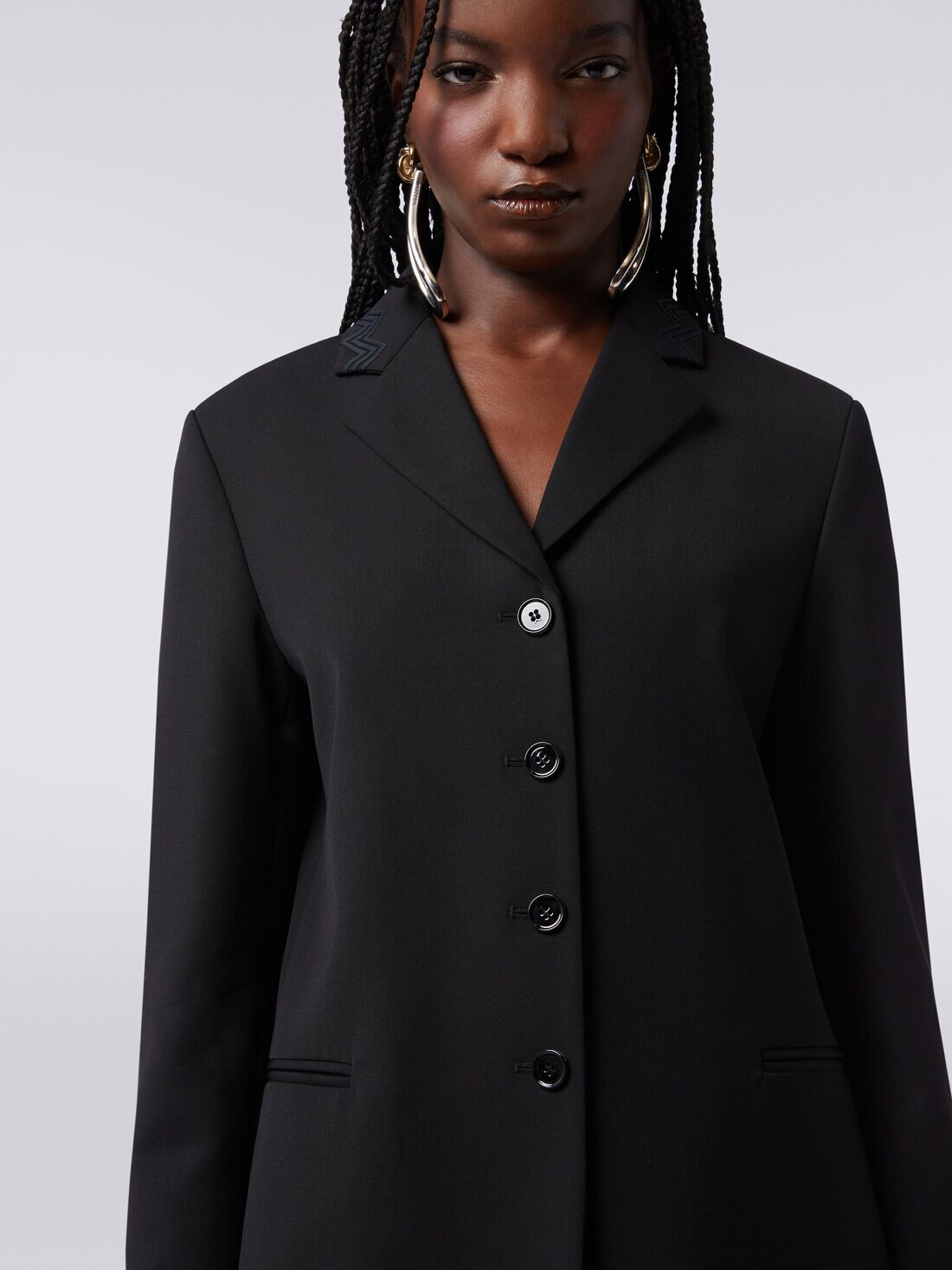 Wool blazer with zigzag embroidery Black | Missoni