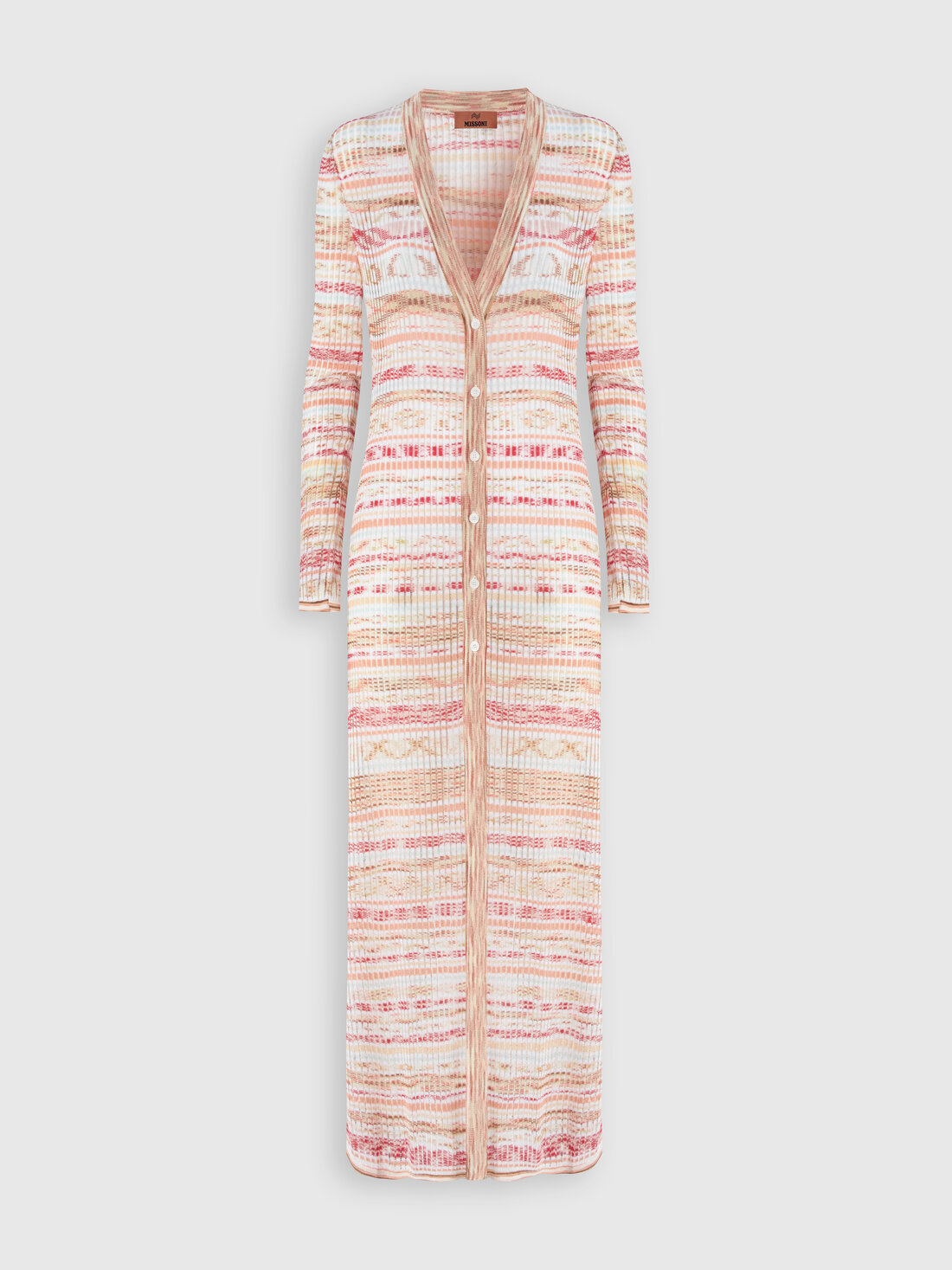 Long ribbed cardigan in slub viscose Multicoloured | Missoni