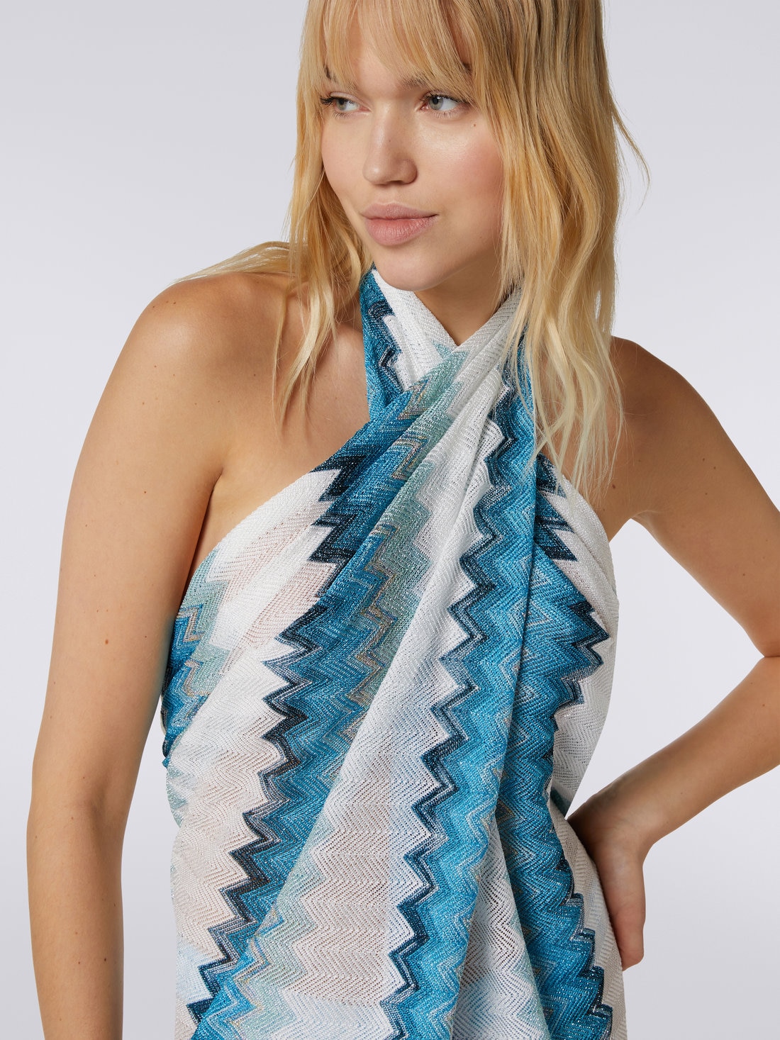 Robe de plage longue style paréo avec zigzag lamé