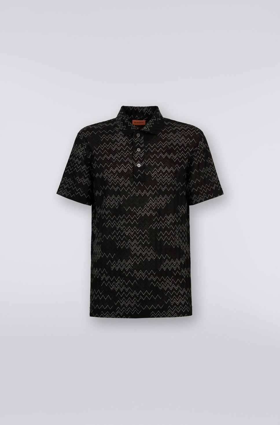 Viscose polo shirt with chevron pattern