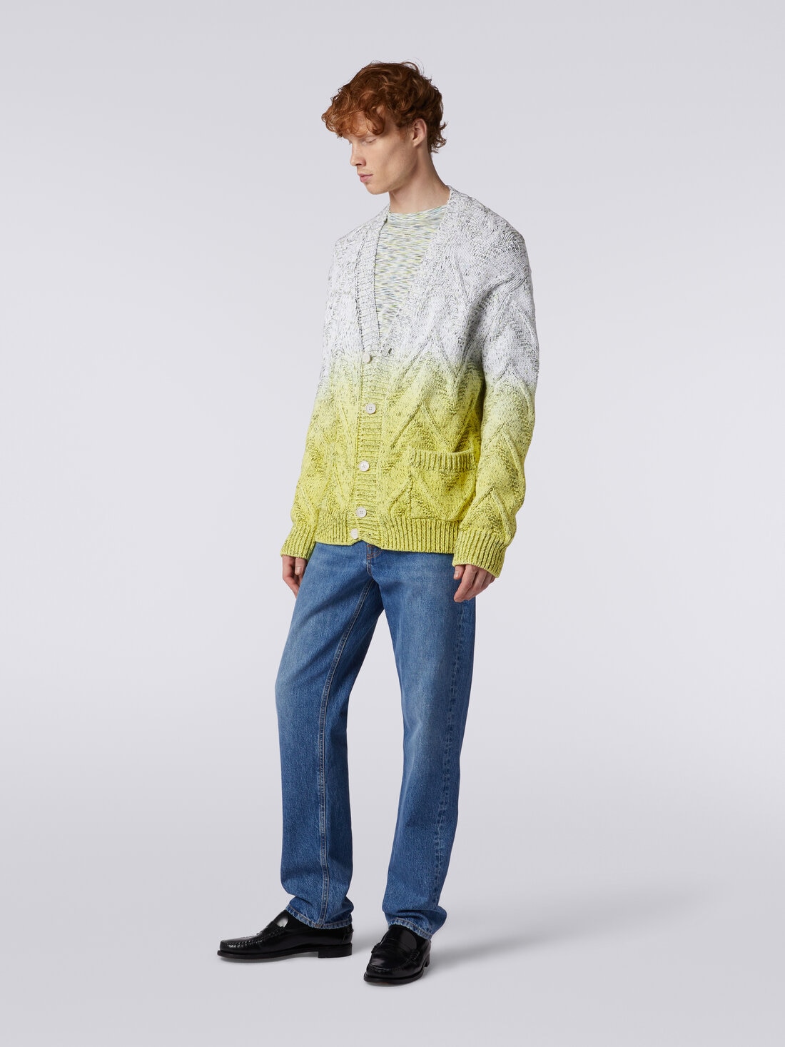 Oversized cardigan in cotton blend with braiding