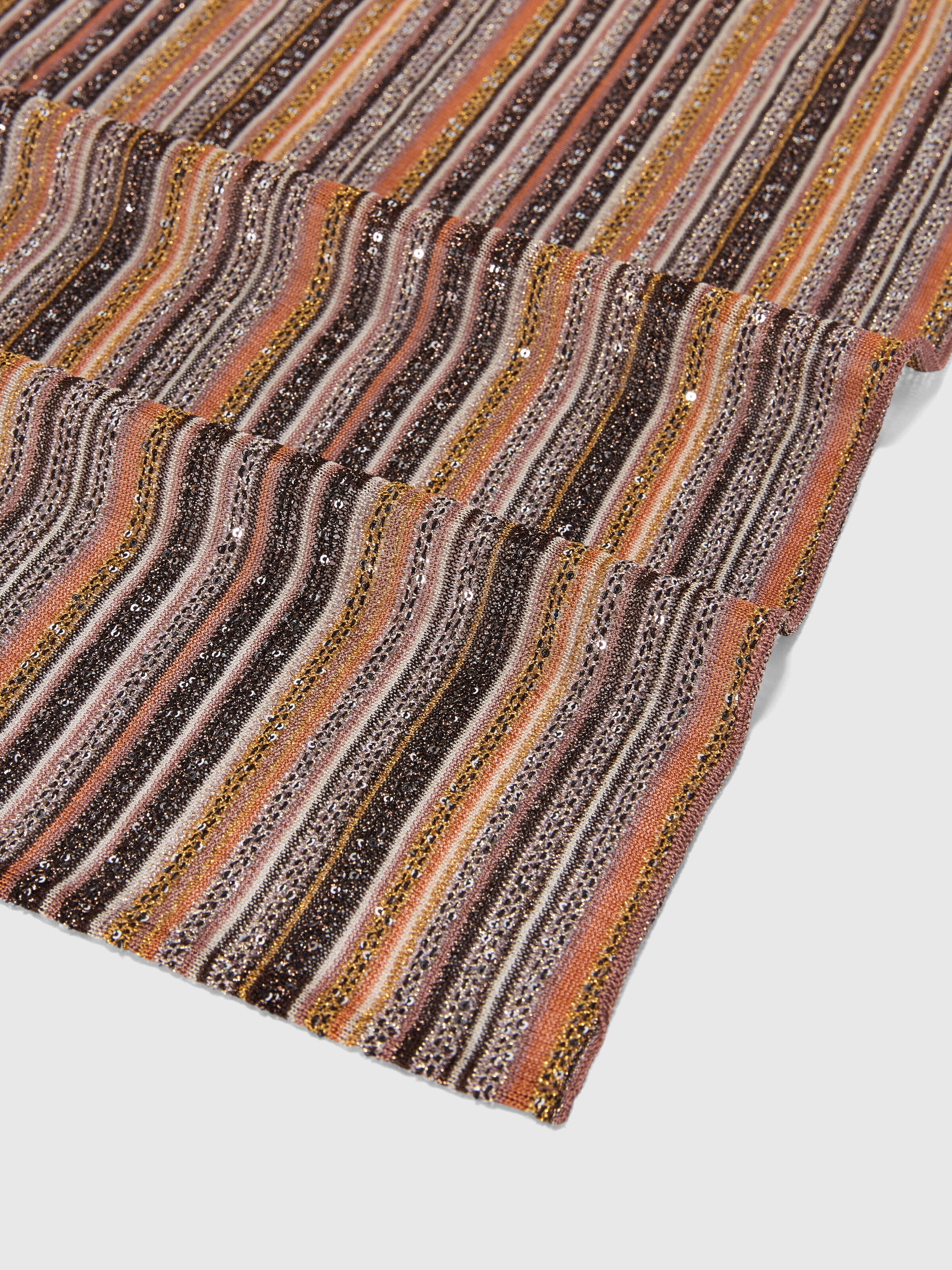 Ribbed lamé viscose stole with sequins Gold& Beige | Missoni
