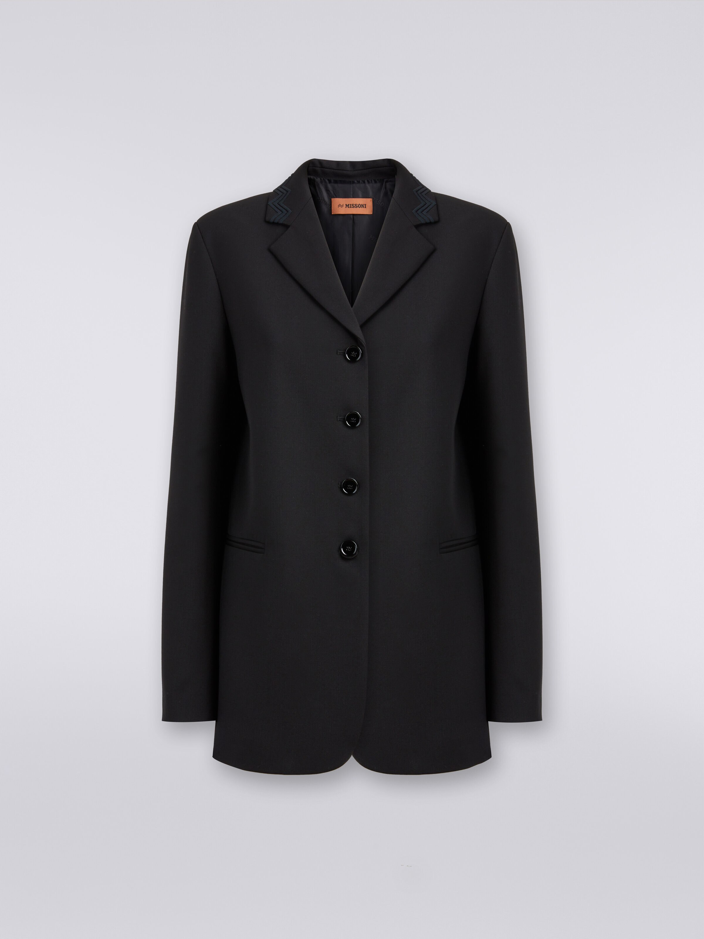 Wool blazer with zigzag embroidery Black | Missoni