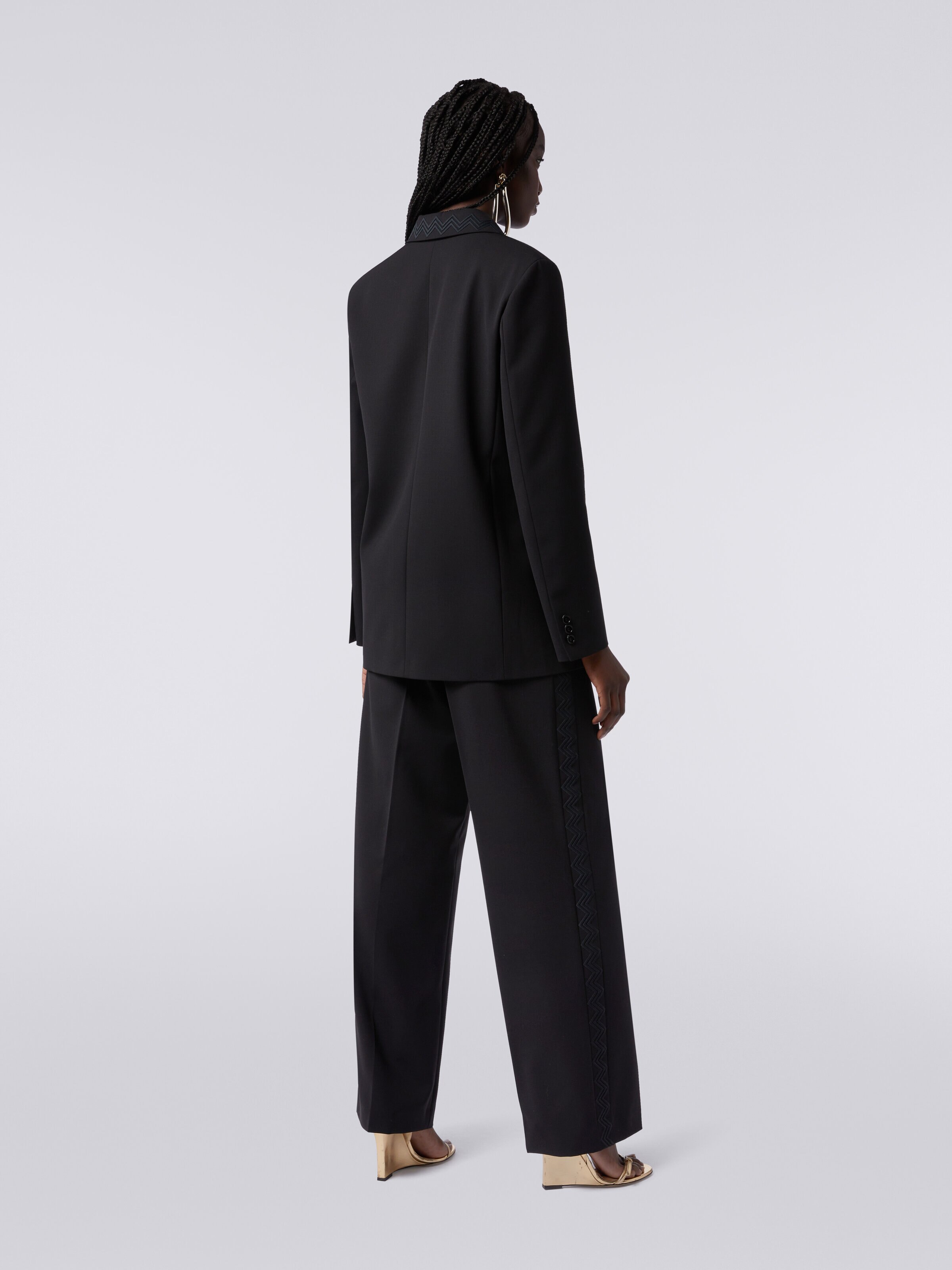 Wool blazer with zigzag embroidery Black | Missoni