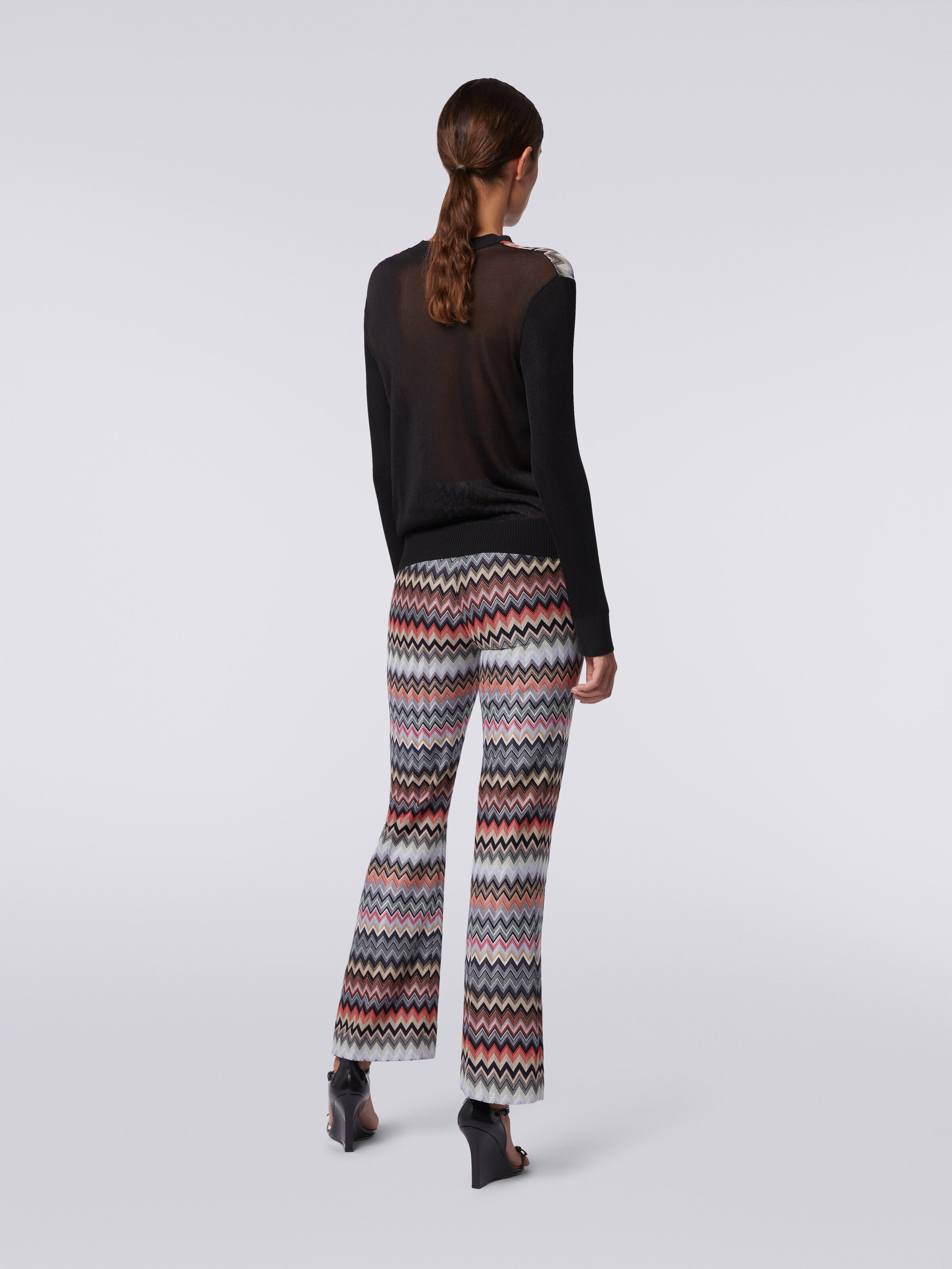 Crew-neck pullover in zigzag viscose