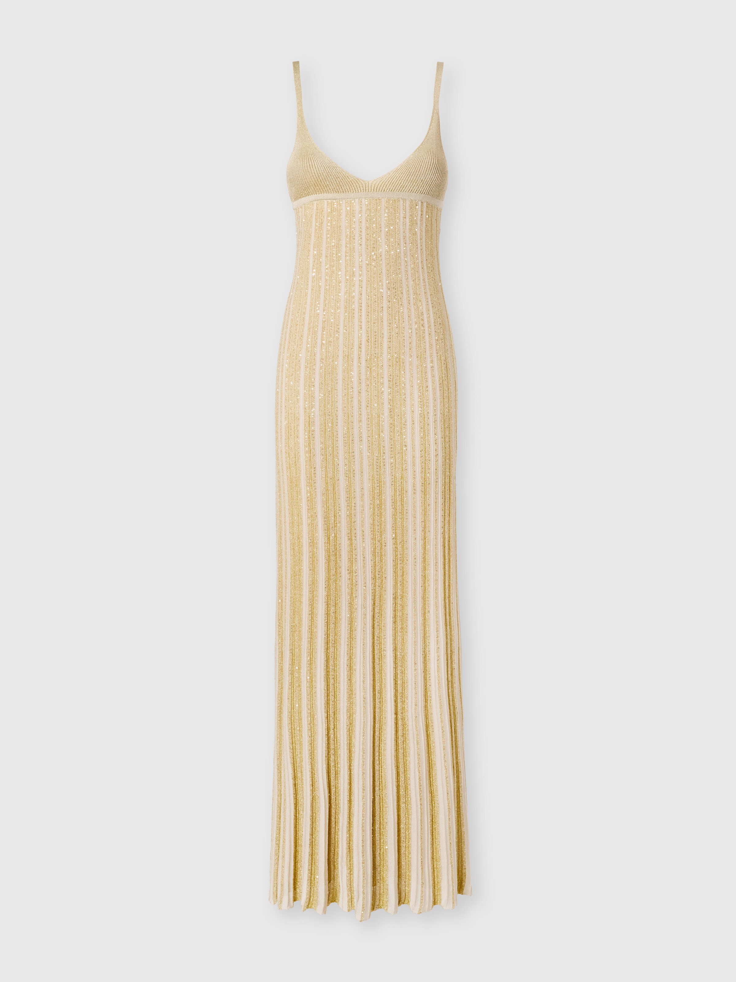 Sleeveless Mixed Viscose Lamé Gown with Sequins Gold | Missoni