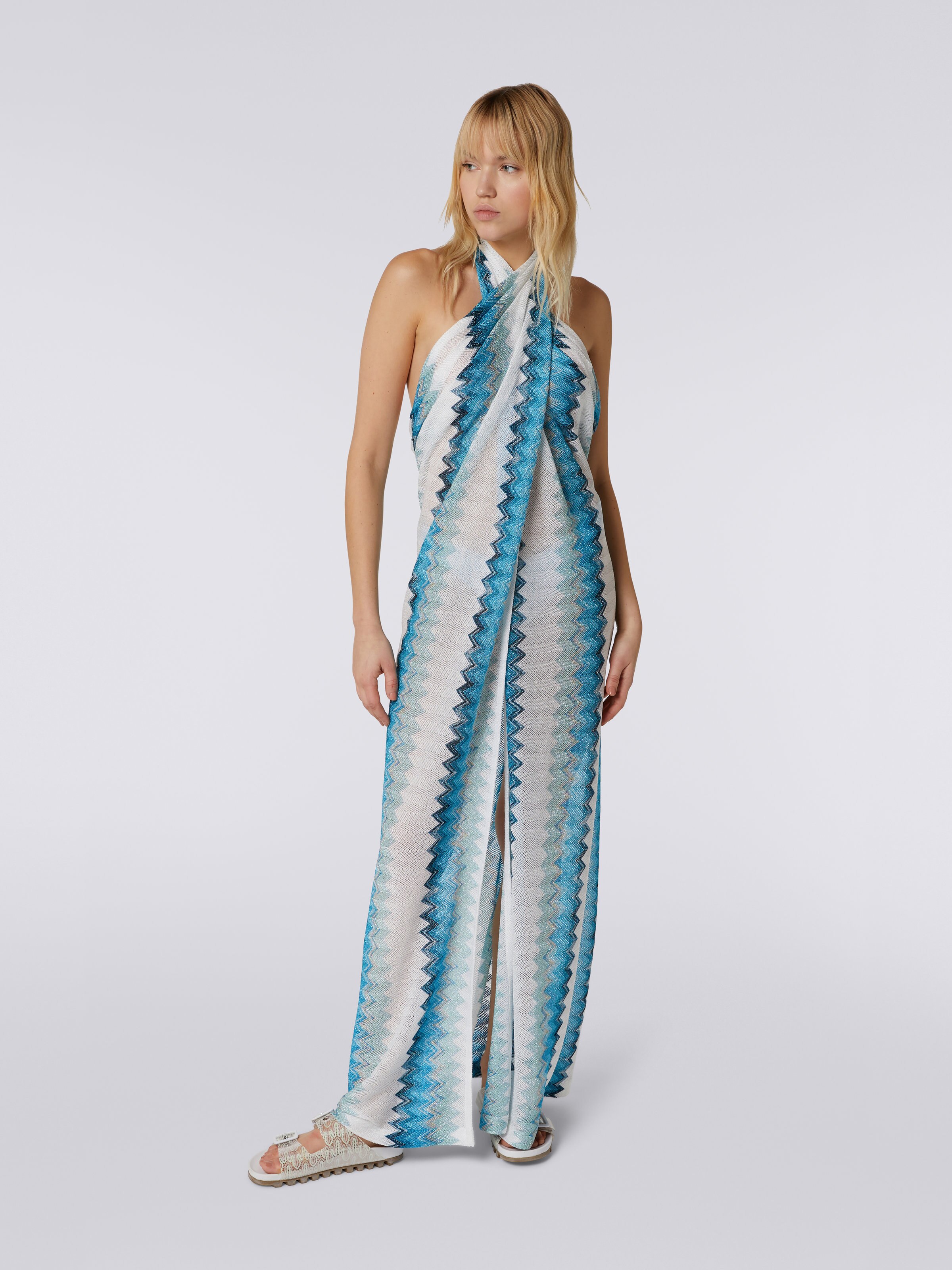 Robe de plage longue style paréo avec zigzag lamé
