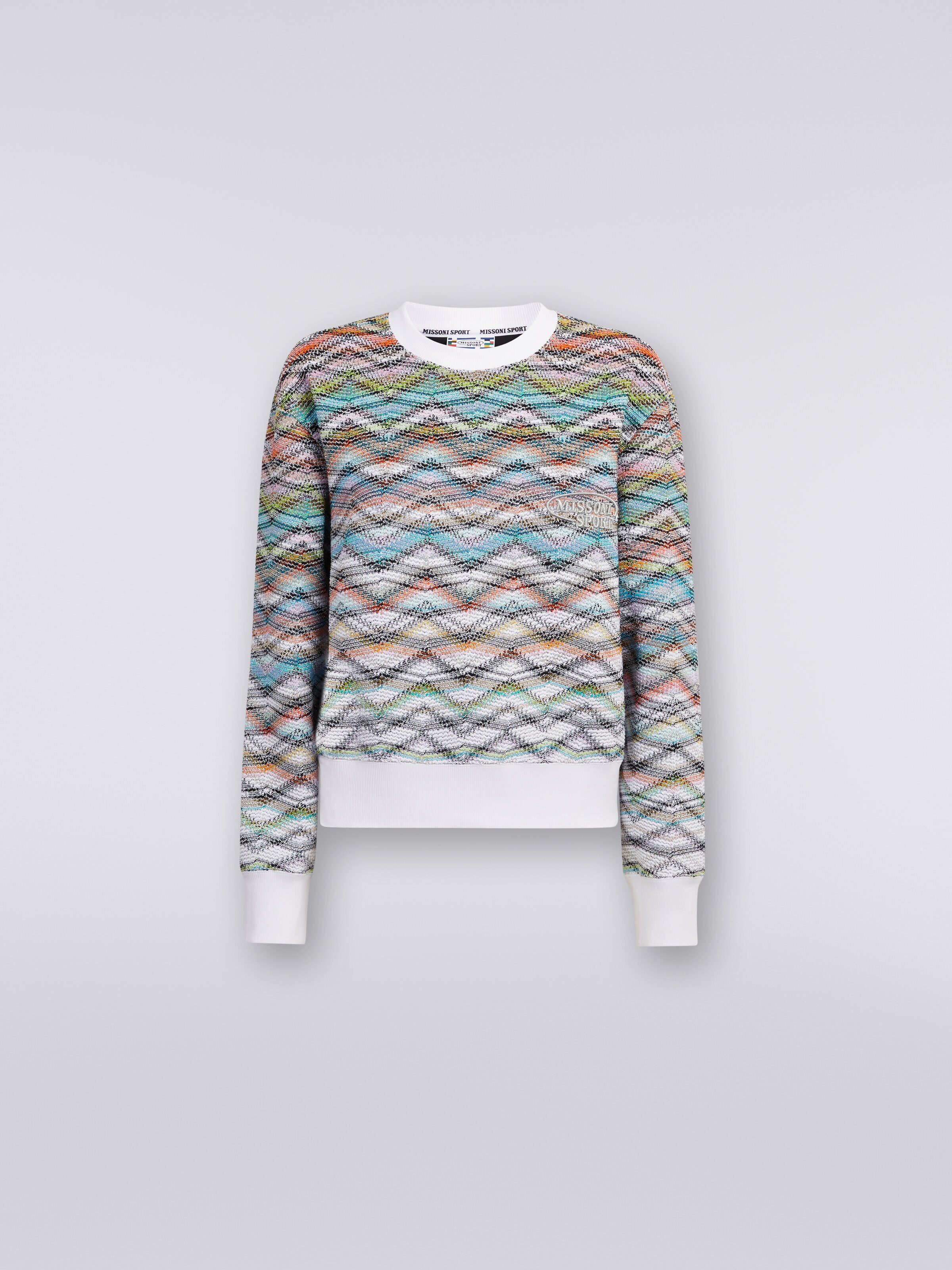 Crew-neck sweatshirt in knit with lurex and logo